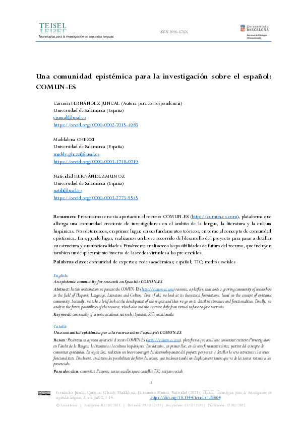 (PDF) Una comunidad epistémica para la investigación sobre el español ...