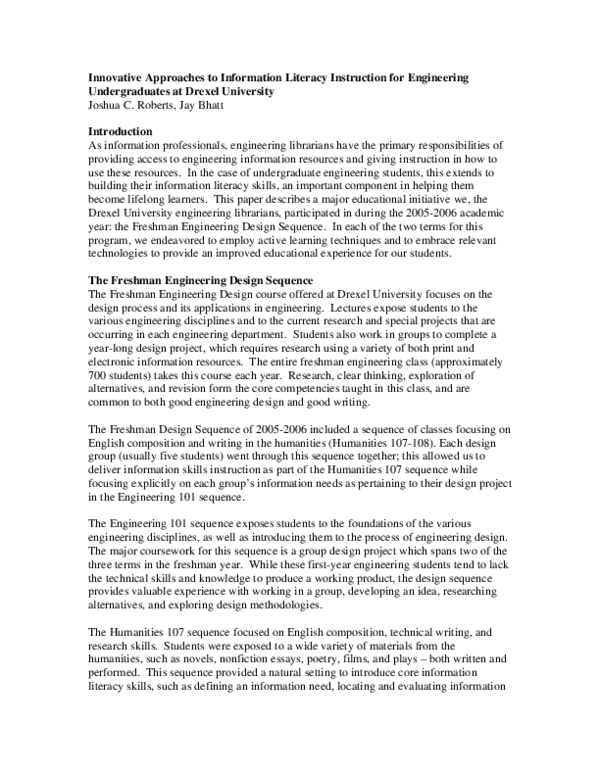 (PDF) Innovative approaches to information literacy instruction for ...