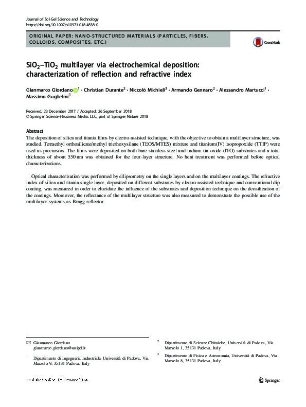 (PDF) SiO2–TiO2 multilayer via electrochemical deposition: characterization of reflection and ...