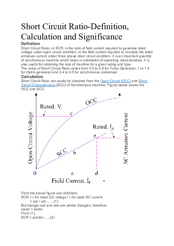 (DOC) Short Circuit Ratio-Definition, Calculation and Significance ...