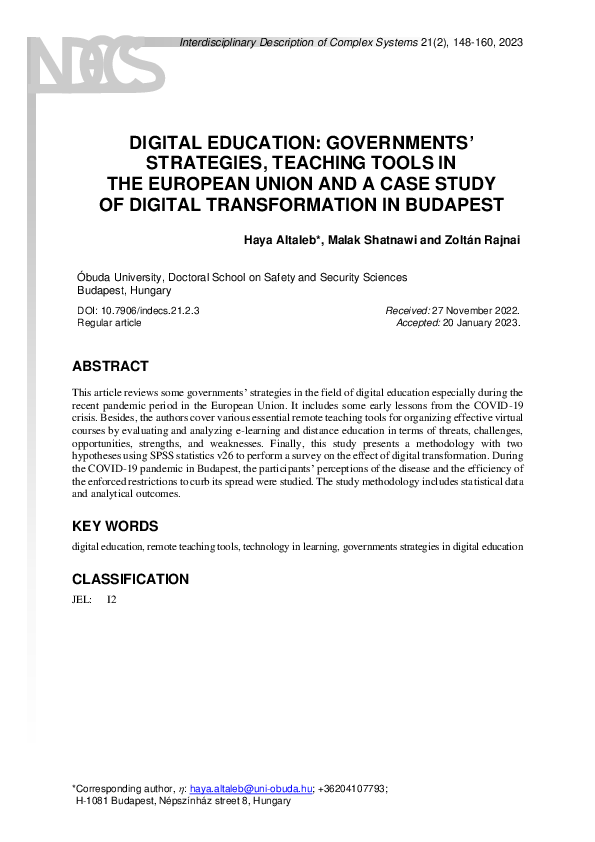 (PDF) Digital Education: Governments’ Strategies, Teaching Tools in the ...