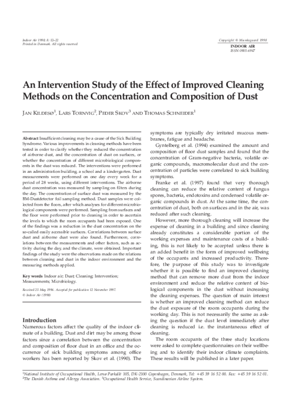 (PDF) An Intervention Study of the Effect of Improved Cleaning Methods ...