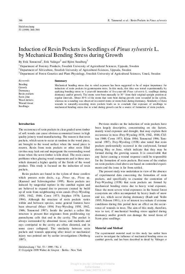 (PDF) Induction of Resin Pockets in Seedlings of Pinus sylvestris L. by ...