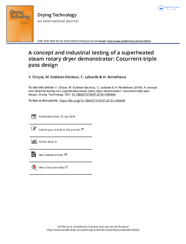 (PDF) A concept and industrial testing of a superheated steam rotary ...