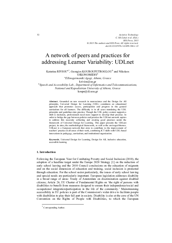 (PDF) A network of peers and practices for addressing Learner ...