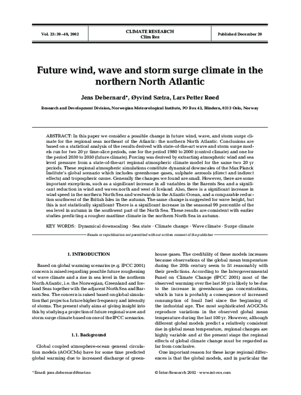 (PDF) Future wind, wave and storm surge climate in the northern North ...