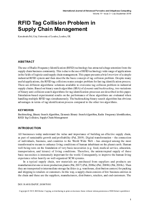Pdf Rfid Tag Collision Problem In Supply Chain Management