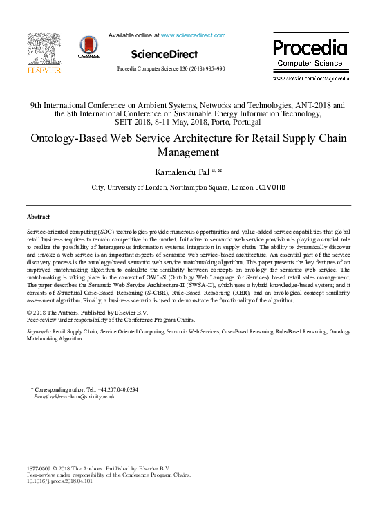 (PDF) Ontology-Based Web Service Architecture for Retail Supply Chain Management