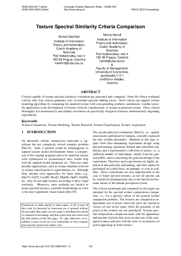 (PDF) Texture Spectral Similarity Criteria Comparison