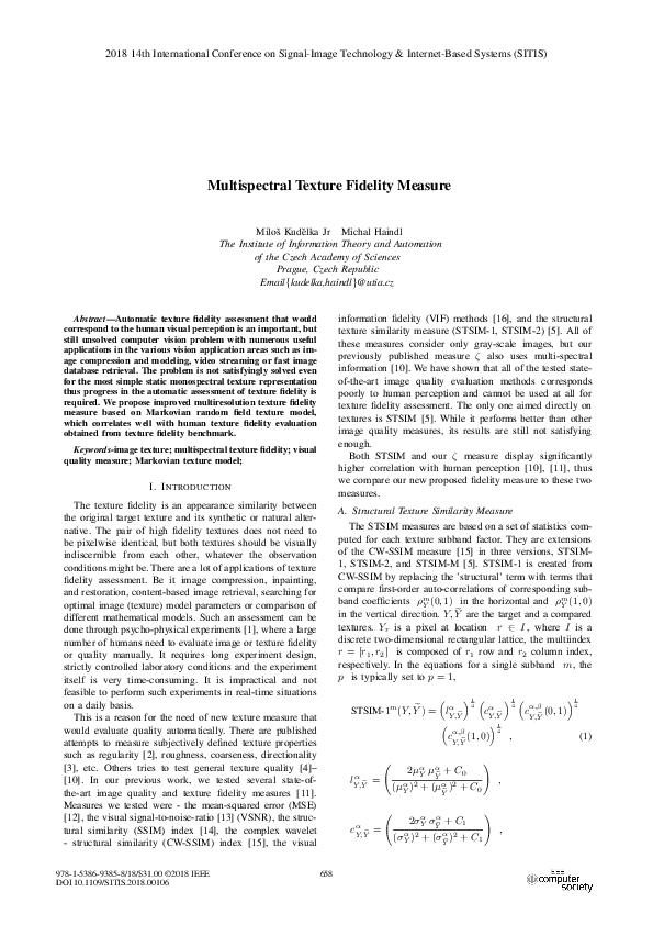 (PDF) Multispectral Texture Fidelity Measure