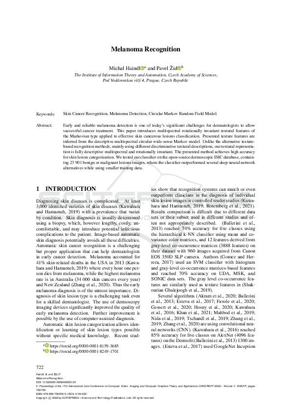 (PDF) Multispectral Features for Effective Melanoma Detection