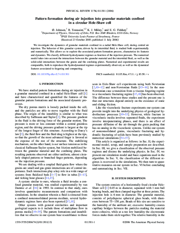 (PDF) Pattern formation during air injection into granular materials confined in a circular Hele ...