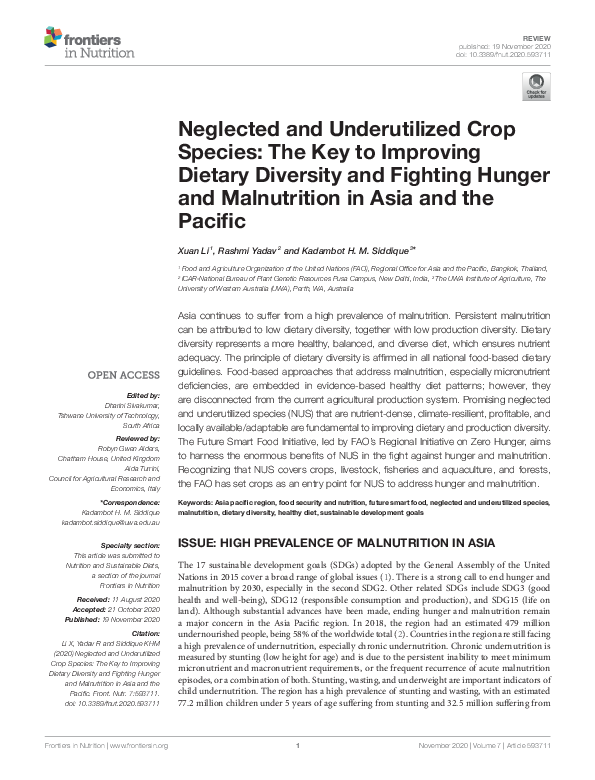 (PDF) Neglected and Underutilized Crop Species: The Key to Improving ...