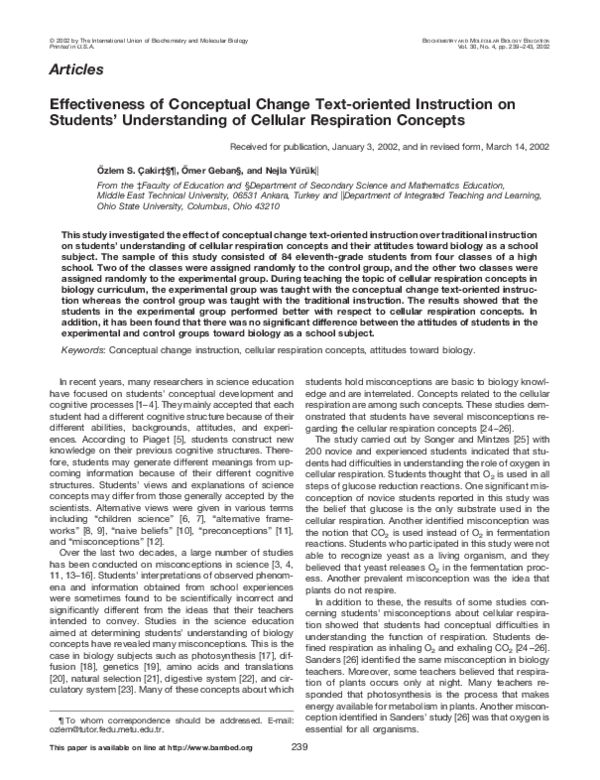 (PDF) Effectiveness of conceptual change text‐oriented instruction on ...