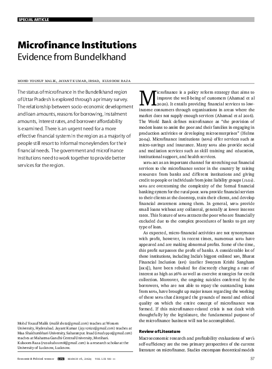 (PDF) Microfinance Institutions