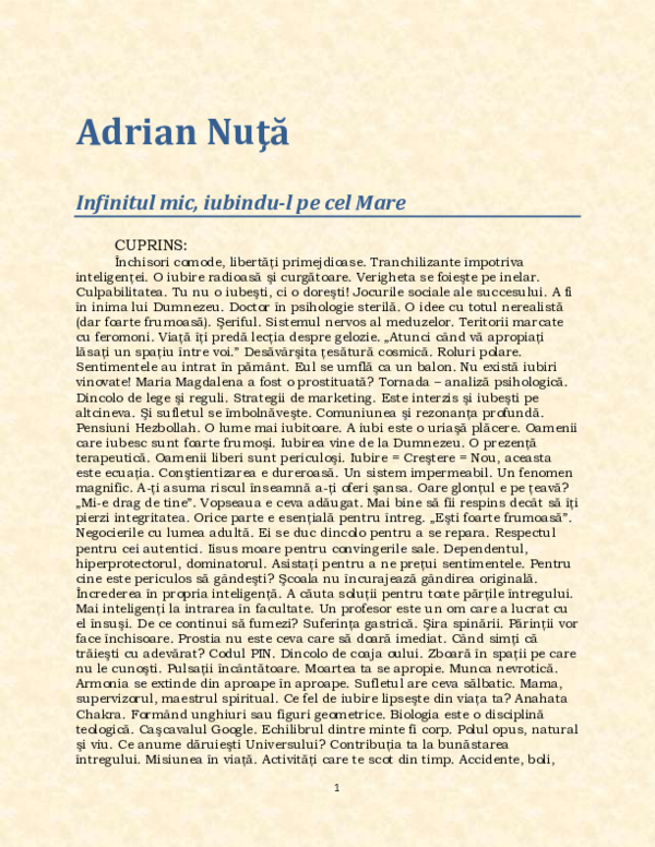 (PDF) Adrian Nuta - Infinitul mic iubindu-l pe cel mare