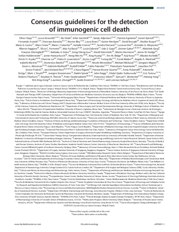 (PDF) Consensus guidelines for the detection of immunogenic cell death
