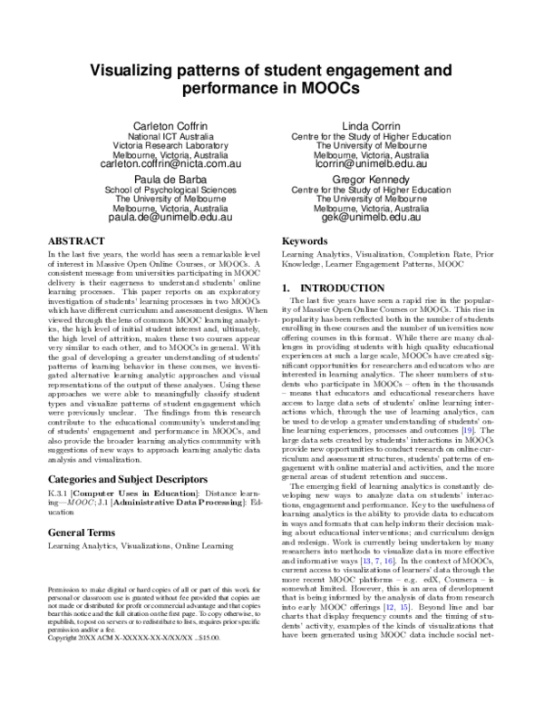 (PDF) Visualizing patterns of student engagement and performance in MOOCs