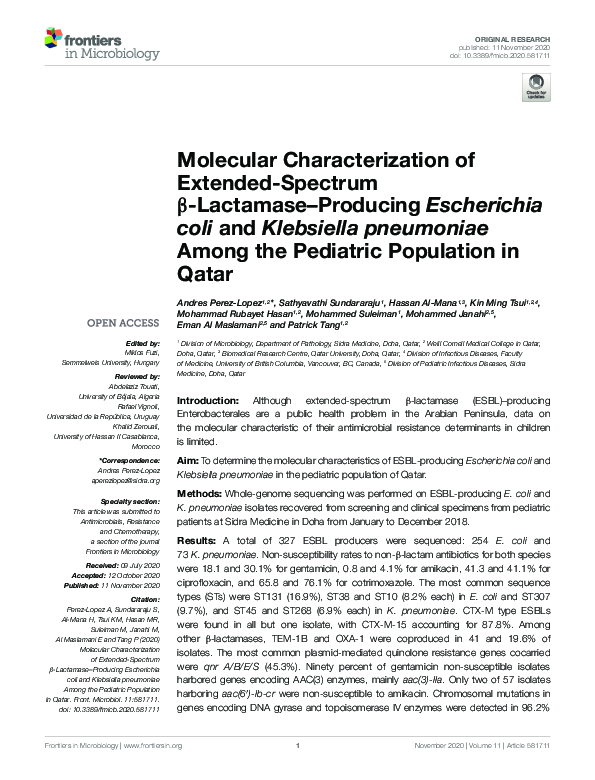 (PDF) Molecular characterization of extended spectrum beta-lactamases produced by Klebsiella ...
