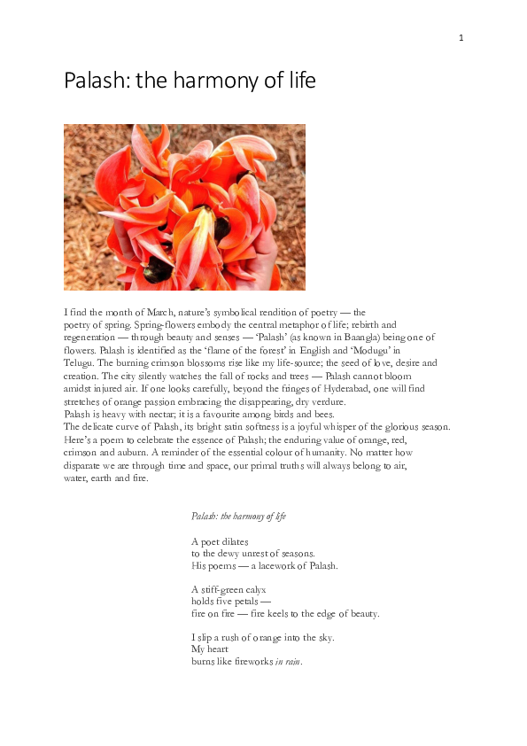 (PDF) Palash: the harmony of life