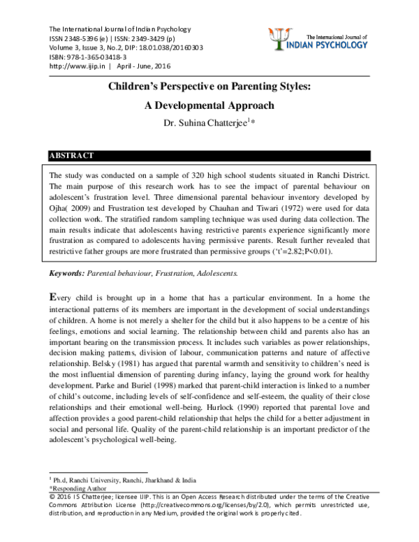 (PDF) Children’s Perspective on Parenting Styles: A Developmental Approach