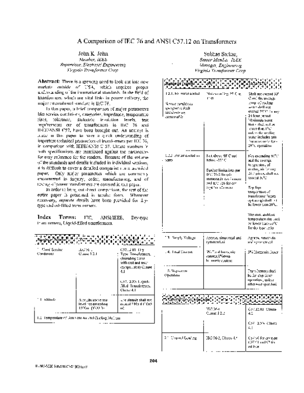 (PDF) A comparison of IEC 76 and ANSI C57.12 on transformers