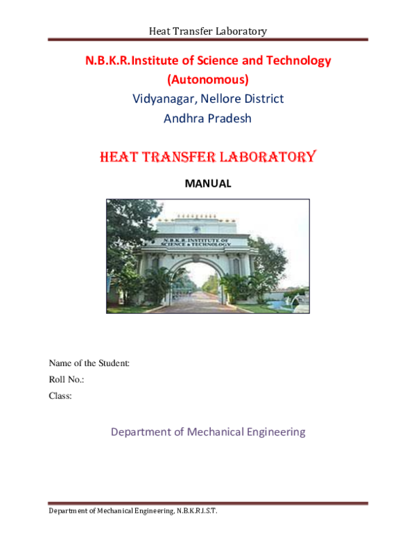 (PDF) Heat Transfer Laboratory Manual