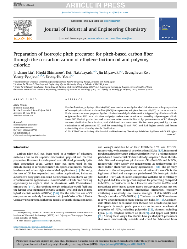(PDF) Preparation of isotropic pitch precursor for pitch-based carbon ...