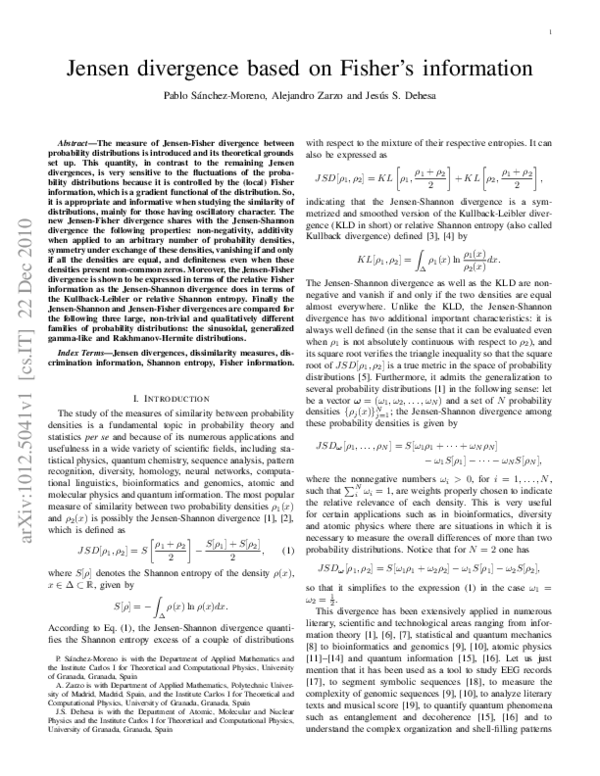 (PDF) Jensen divergence based on Fisher’s information