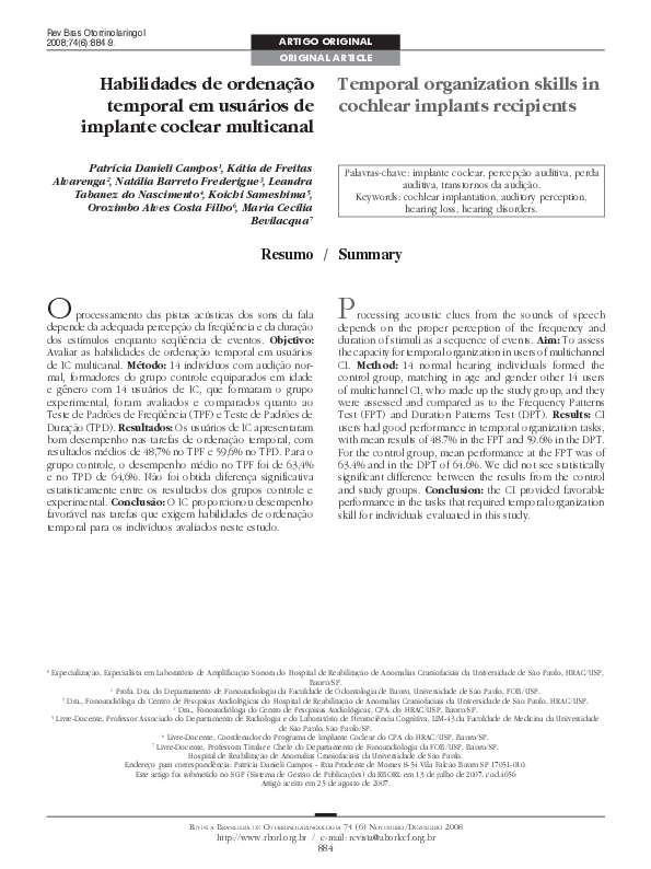 (PDF) Temporal organization skills in cochlear implants recipients ...