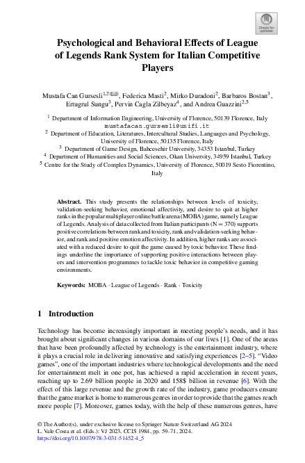 (PDF) Psychological and Behavioral Effects of League of Legends Rank ...