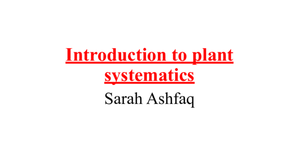(PPT) Introduction to plant Systematics
