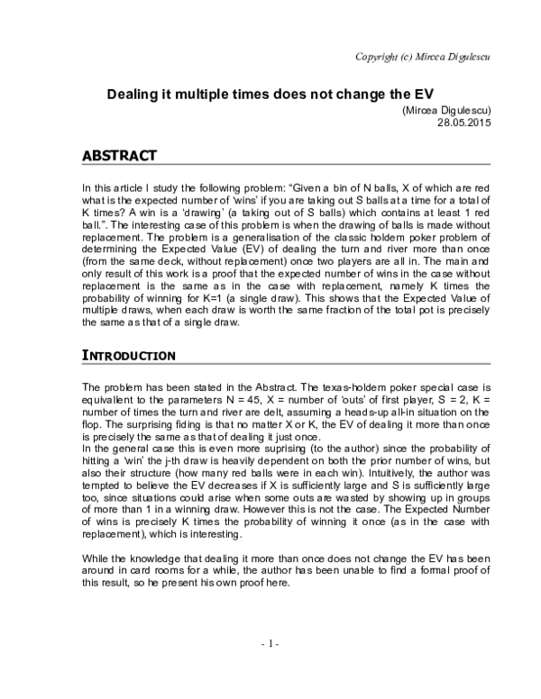 (DOC) Dealing it multiple times does not change the EV