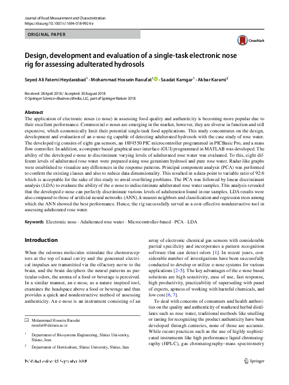(PDF) Design, development and evaluation of a single-task electronic nose rig for assessing ...