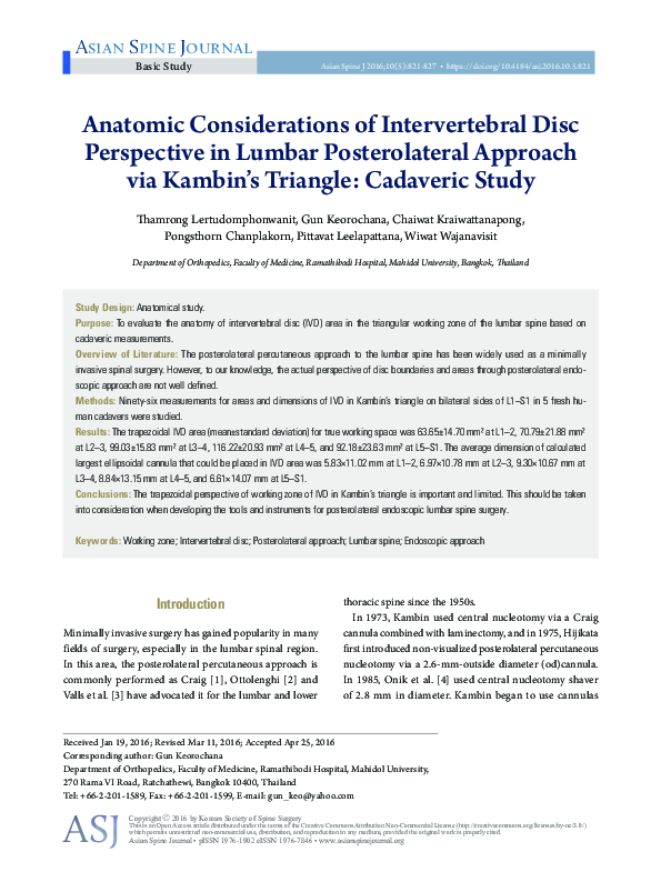 (PDF) Anatomic Considerations of Intervertebral Disc Perspective in ...