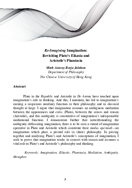 (PDF) Re-Imagining Imagination: Revisiting Plato's Eikasia and ...