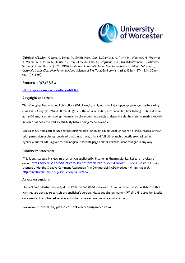 (PDF) Building an automatic pollen monitoring network (ePIN): Selection ...