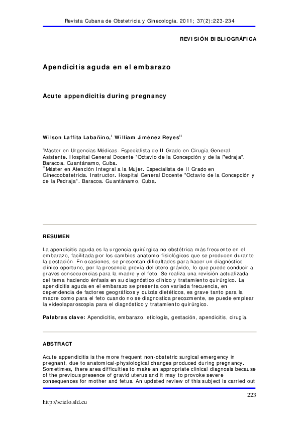 (PDF) Apendicitis aguda en el embarazo
