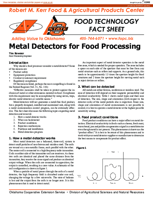 (PDF) Metal detectors for food processing
