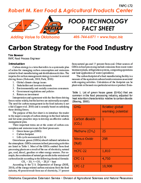 (PDF) Carbon Strategy for the Food Industry