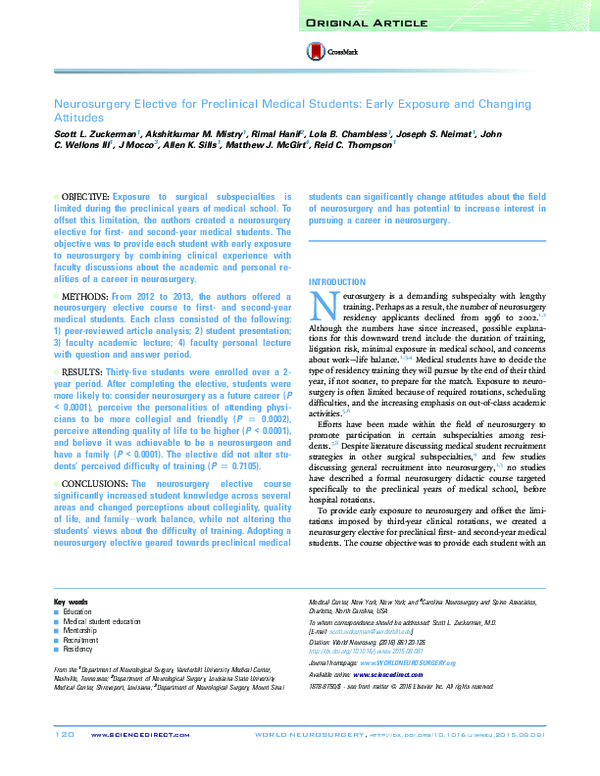 (PDF) Neurosurgery Elective for Preclinical Medical Students with and without a Home ...