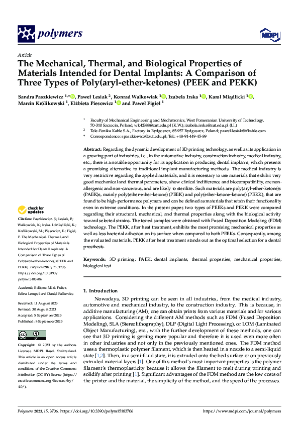 (PDF) The Mechanical, Thermal, and Biological Properties of Materials Intended for Dental ...