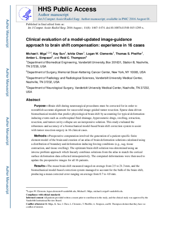 (PDF) Clinical evaluation of a model-updated image-guidance approach to ...