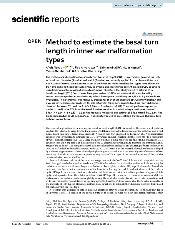 (PDF) Method to estimate the basal turn length in inner ear ...