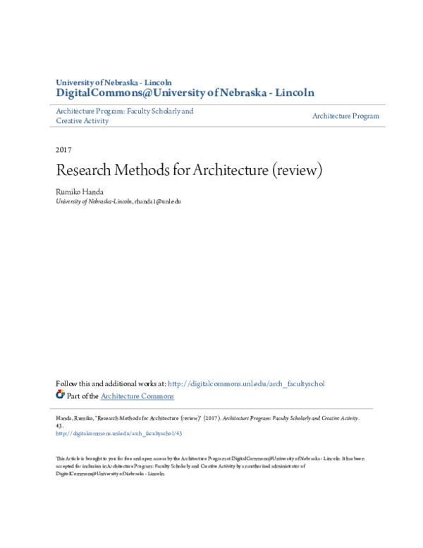 (PDF) Research Methods for Architecture