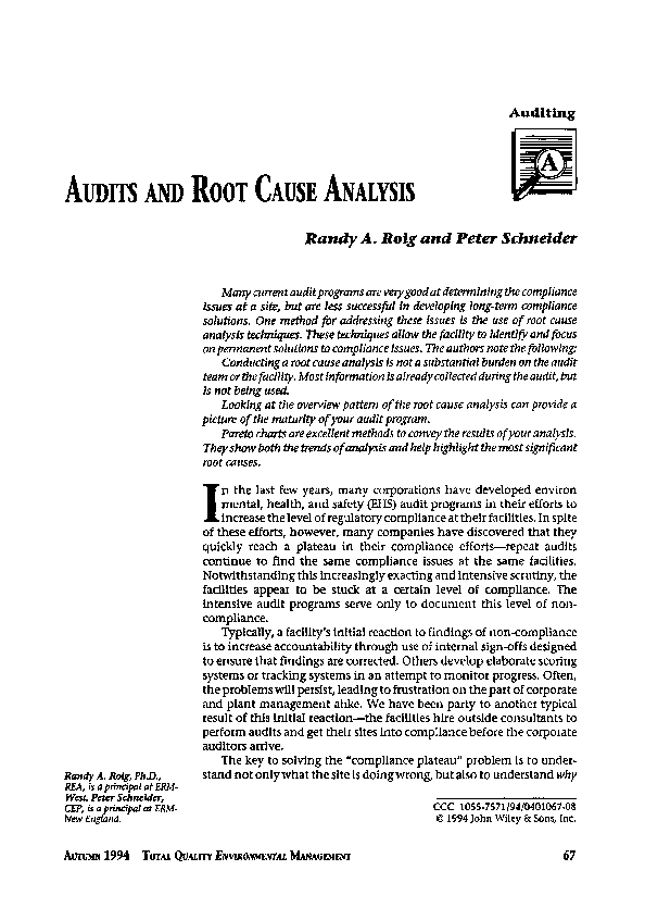 (PDF) Audits and root cause analysis