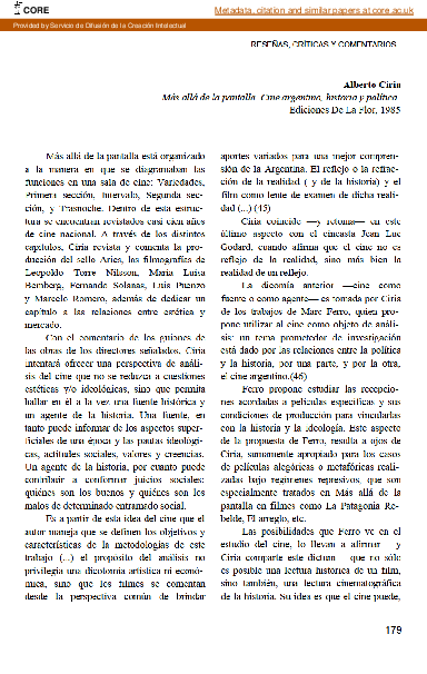 (PDF) Alberto Ciria. Más allá de la pantalla. Cine argentino, historia ...
