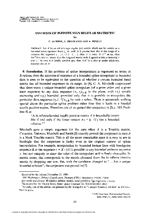 (PDF) Inverses of infinite sign regular matrices