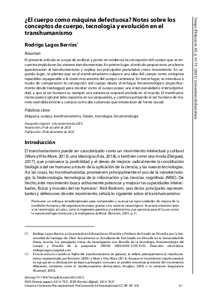 (PDF) El cuerpo como máquina defectuosa? Notas sobre los conceptos de cuerpo, tecnologia y ...