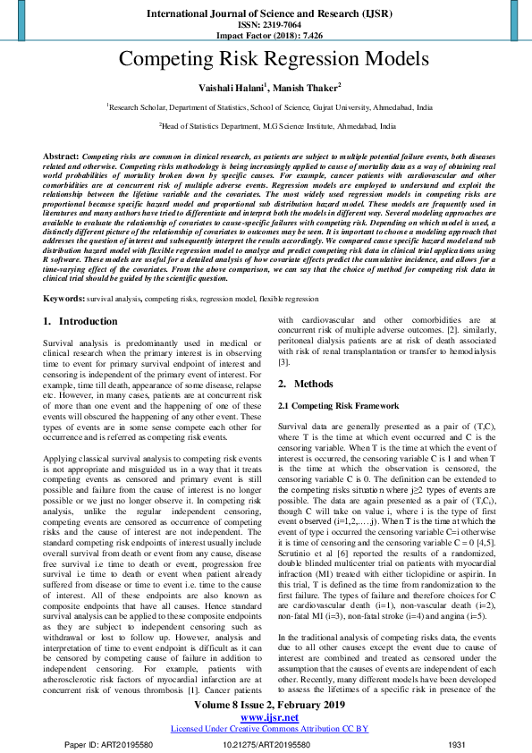 (PDF) Competing Risk Regression Models